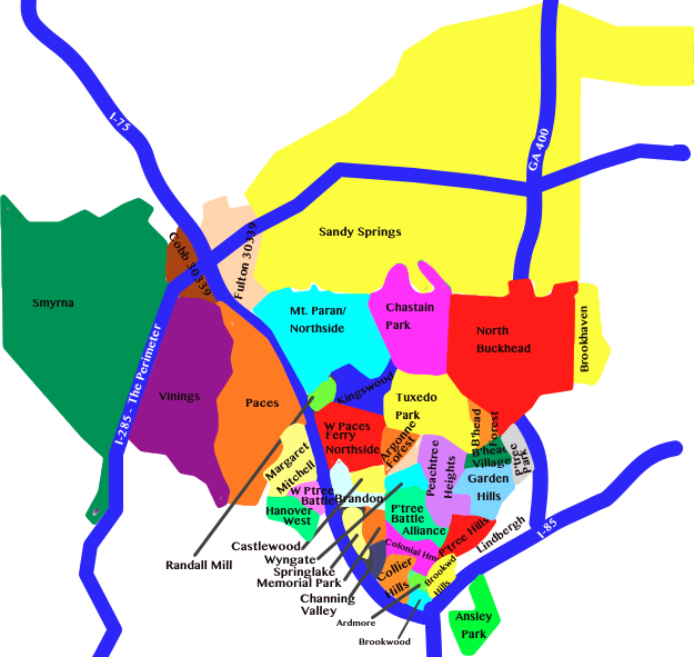 Atlanta Subdivisions Map Best Neighborhoods In Atlanta For Young